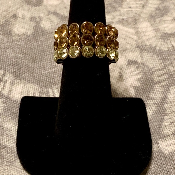 Jewelry | 3 Row Elastic Stone Ring Ombr Look In Beige Tone | Poshmark